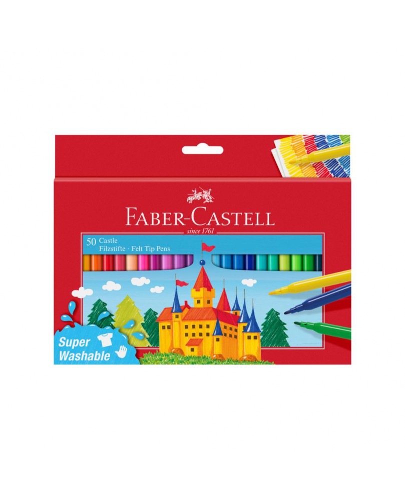 Flomasteriai Faber-Castell Castle Cardboardbox, 50 spalvų